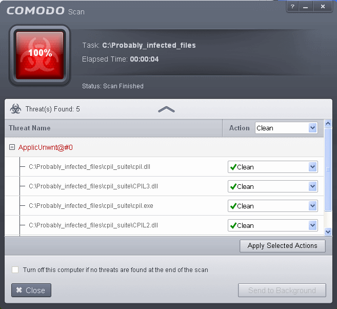 Scan a Folder, Virus Scan, Scan For Virus | Internet Security v6.2 | Comodo